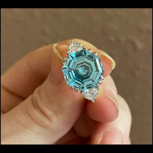 Jewelry | Asscher Cut Aquamarine Ring 925 | Poshmark